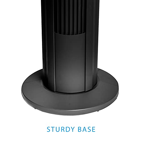 Seville Classics UltraSlimline Indoor Bladeless Oscillating Tower Fan Quiet Cooling LED Display Space-Saving for Home w/Remote and 7.5H Timer, Black, 40" 4-speed (75 degrees)
