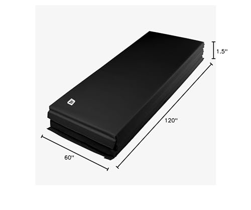 We Sell Mats Gymastics Multi-Sized Portable and Padded Folding Mat for Exercise, Yoga, Martial Arts, Portable with Hook & Loop Fasteners, 5' x 10' (1.5-inch Thick), Black