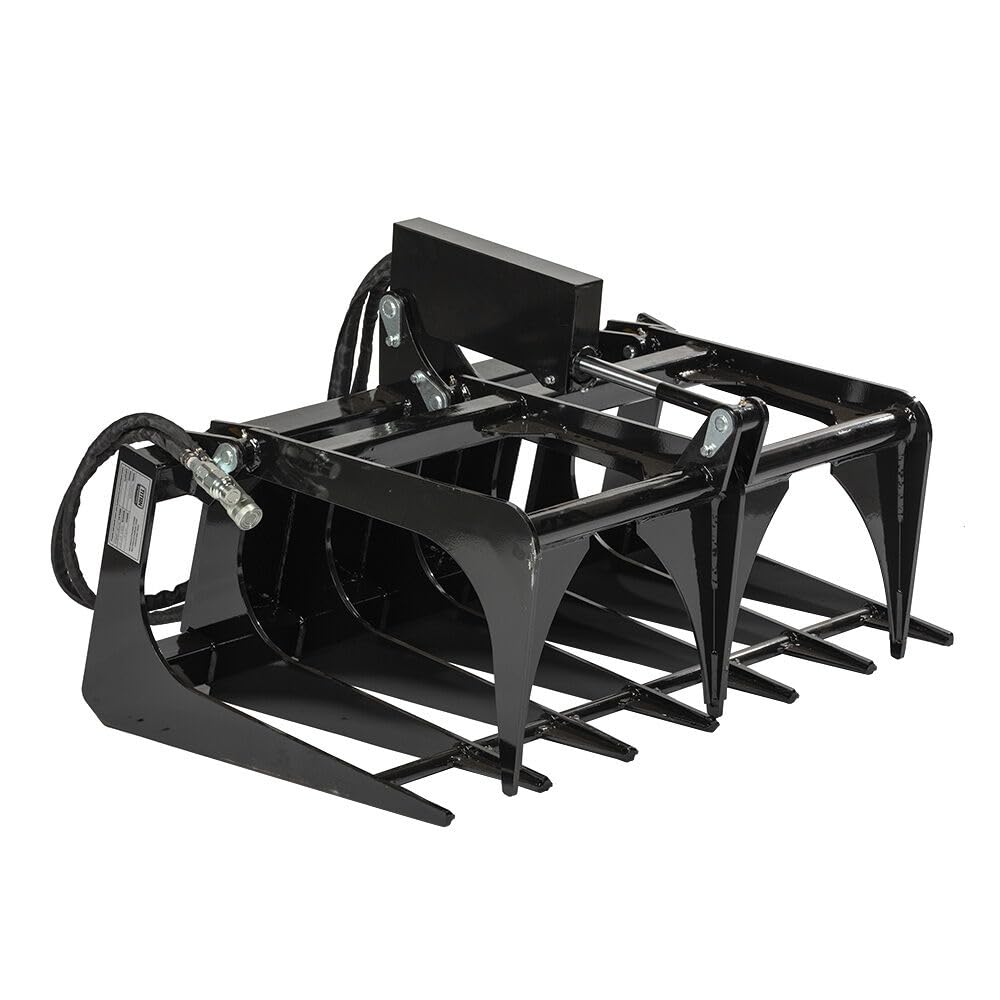 Titan Attachments 42" Mini Skid Steer Root Grapple Bucket, Universal Quick Tach Connection, 3,000 PSI Hydraulic Cylinder with Cylinder Guards, for Clearing Trees, Roots, Rocks, Brush