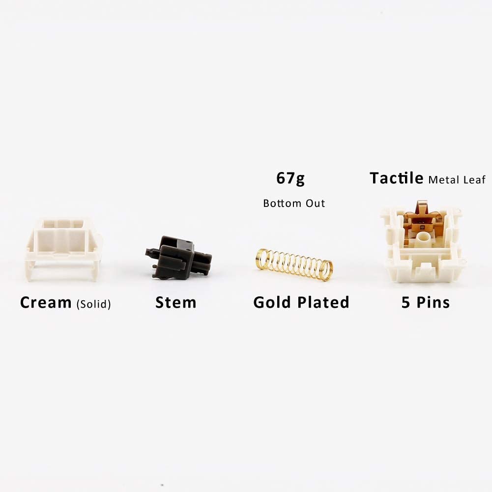 ZugGear Tactile Switch, 62g Koala Switch, Large Tactile Key Switches with Unique Tactile Feelings, 5 Pins Tactile Switches for Mechanical Keyboards (20pcs,DUROCK Koala 62g)