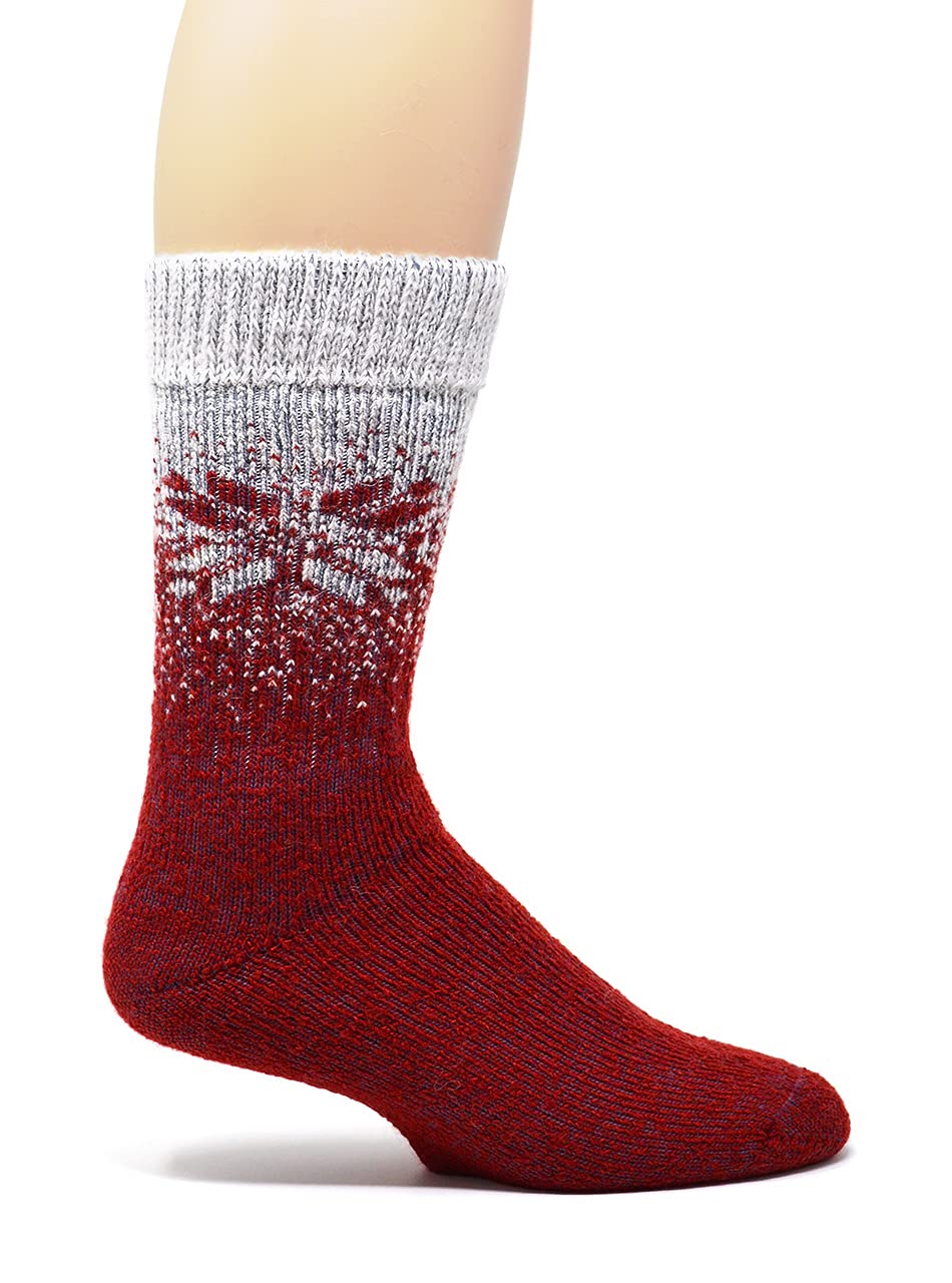 WARRIOR ALPACA SOCKS - Unisex Toasty Toes Ultimate Alpaca Socks For Men And Women (Large - Red Snowflake)