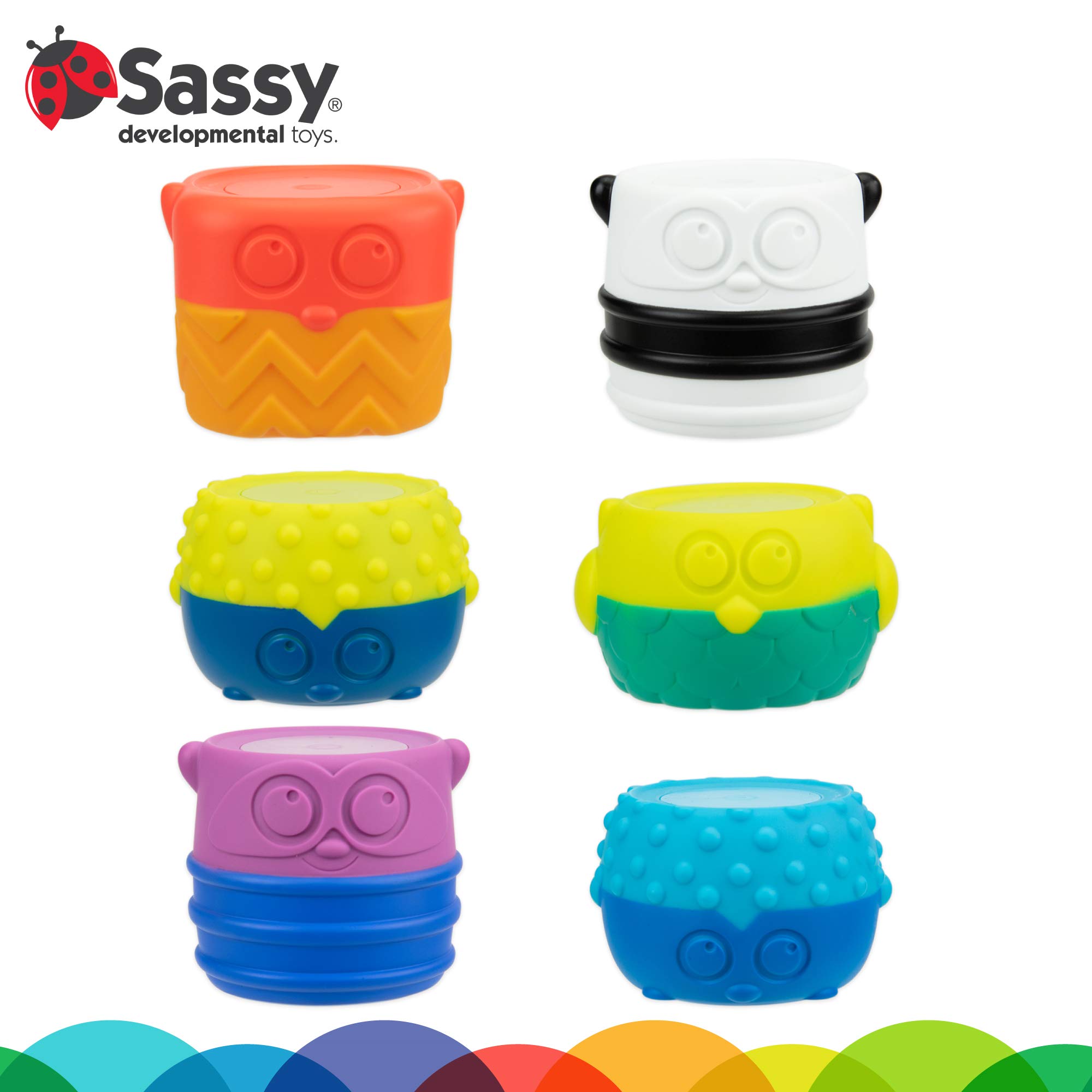 Sassy Magnetic Stacking Pals - 6Count - Stem - for Ages 6+ Months