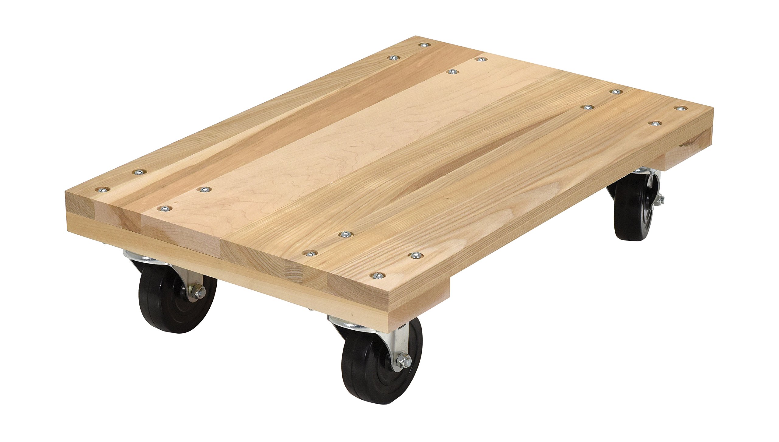 Vestil HDOS-1624-12 Solid Deck Hardwood Dolly with Hard Rubber Casters, 1200 lbs Capacity, 24" Length x 16" Width x 6-3/4" Height, Brown