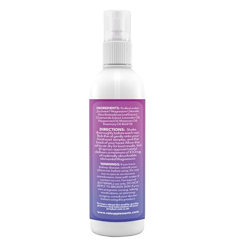 VAL Lombardi Magnesium Aromatherapy Spray with Peppermint & Essential Oils - Quick Comfort for Head Tension, Made in USA, 4 oz.