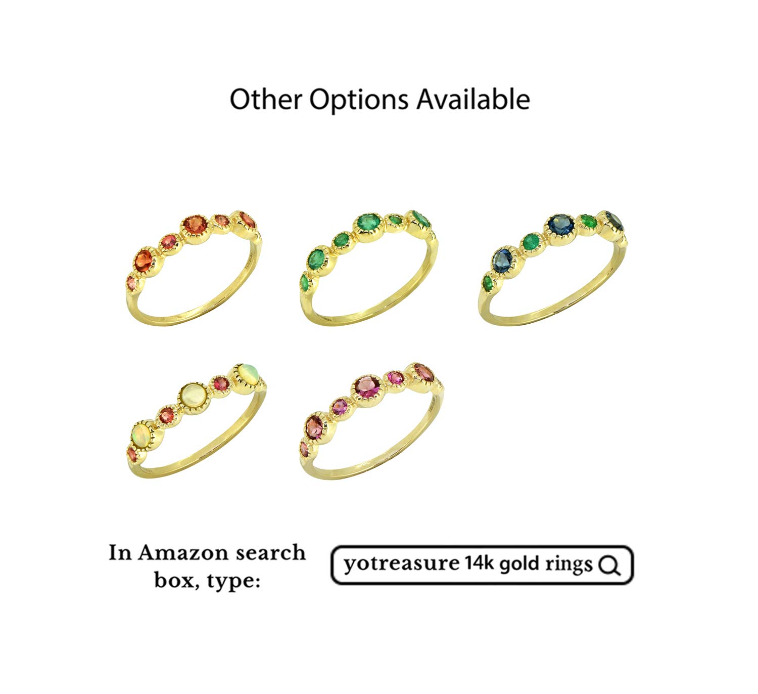 YoTreasure London Blue Topaz Emerald 14K Yellow Gold Eternity Band Ring Jewelry