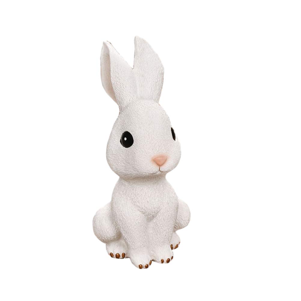 Vosarea Rabbit Ornament Craft White Bunny Resin Figurines Home and Garden Easter Decoration