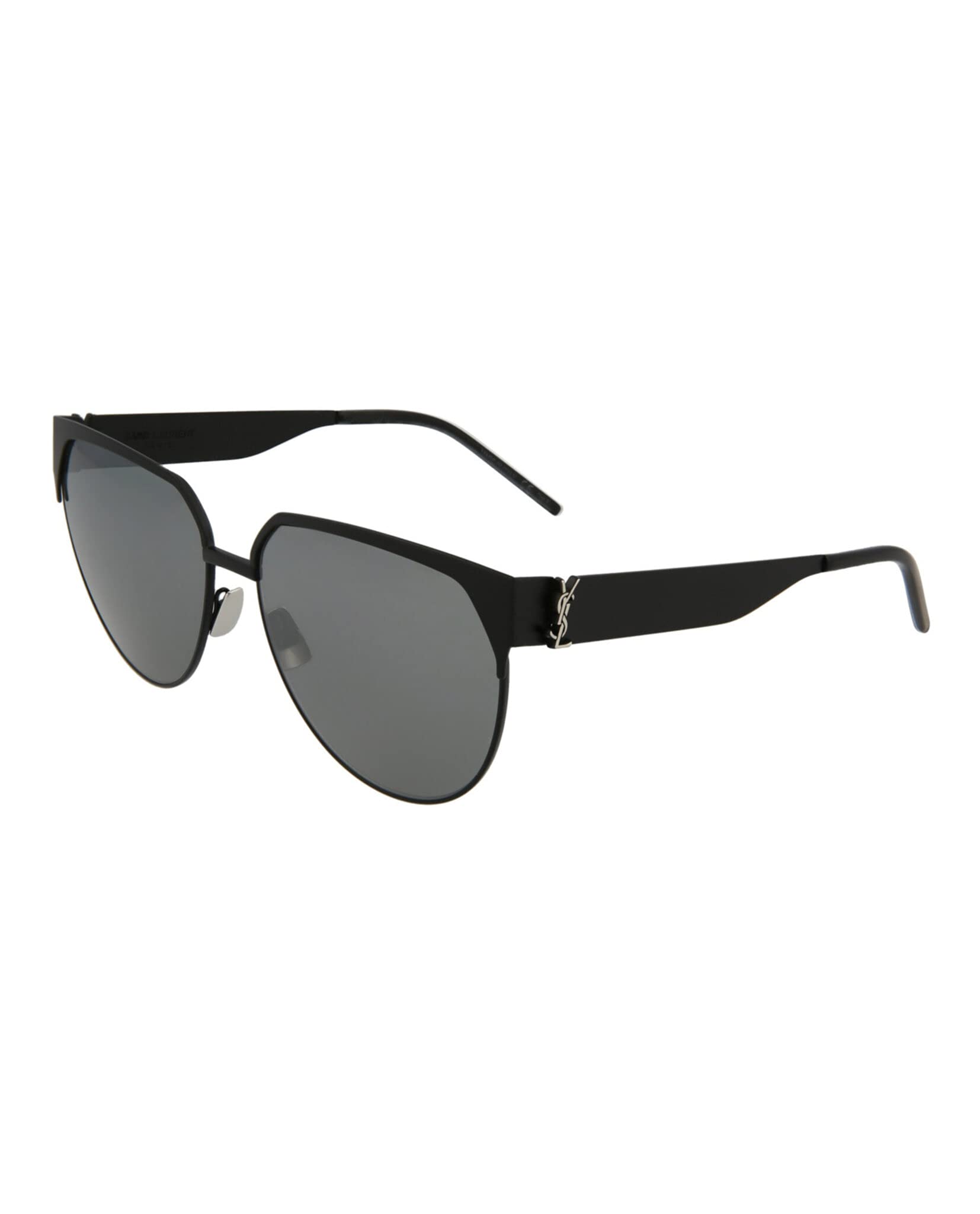 Saint Laurent Cat Eye Sunglasses Silver Silver Grey Luxury Eyewear Made In Italy Metal Frame Designer Fashion for Everyday Luxury