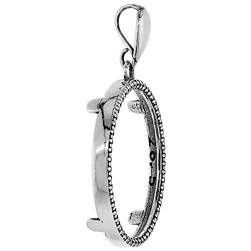 Sterling Silver Susan B. Anthony Bezel Sacagawea 26 mm Coins Prong Back Illusion Edge Coin NOT Included