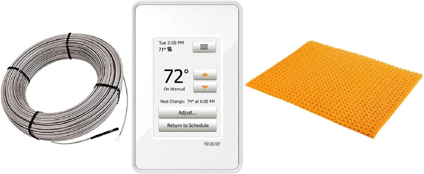 Schluter Ditra Signature Floor Heating Kit -64 Square Feet- Includes Touchscreen Programmable Thermostat, Heat Membrane, Heat Cable DHEHK12064, Safe Installation Tools, Heat Enhancing Additive