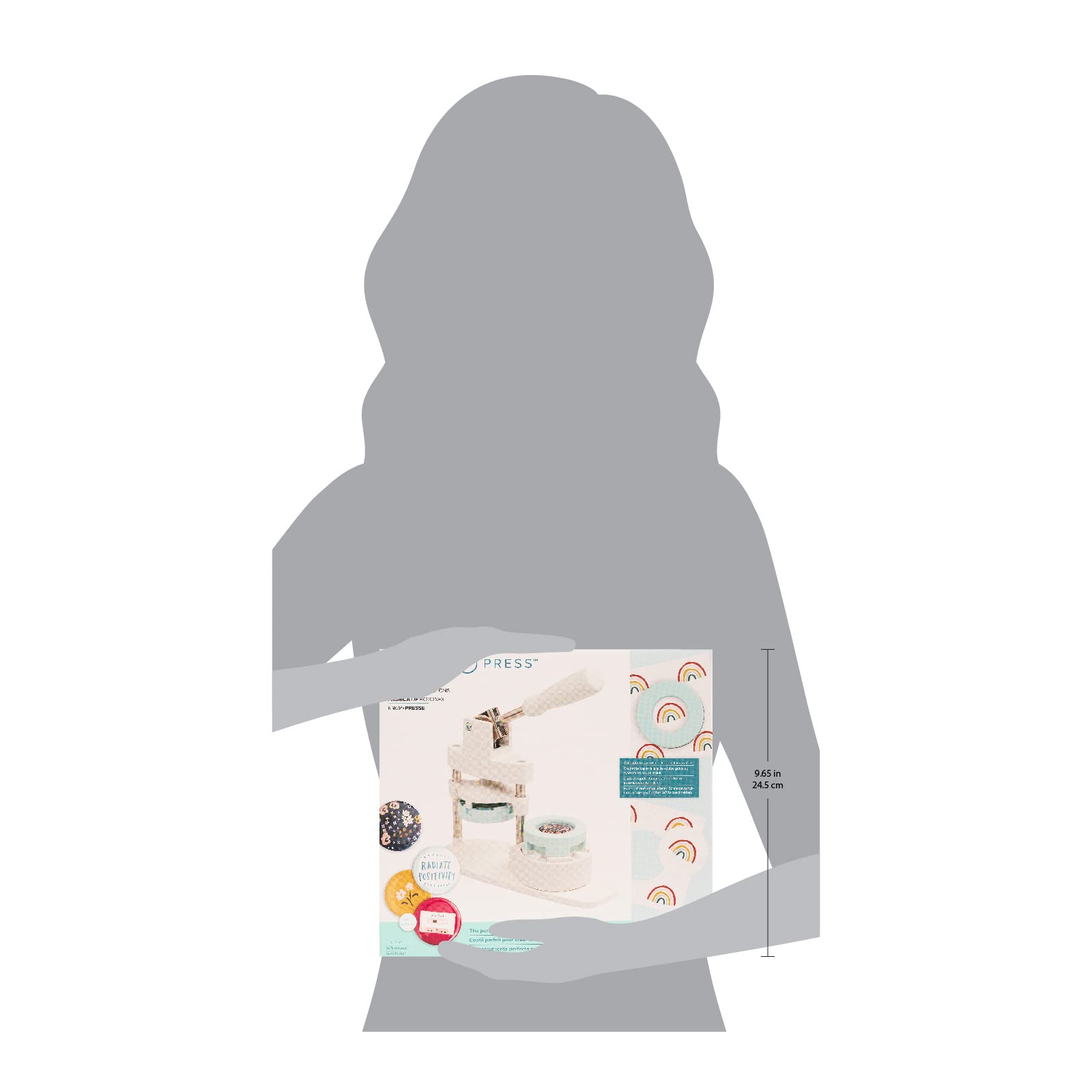 We R Memory Keepers, Button Press Bundle, includes Button Press, Small, Medium, Large Press Insert and Cutting Insert, 30 Buttons, 30 Foam Stickers, Make Pins, Buttons, Badges, Keychains and More