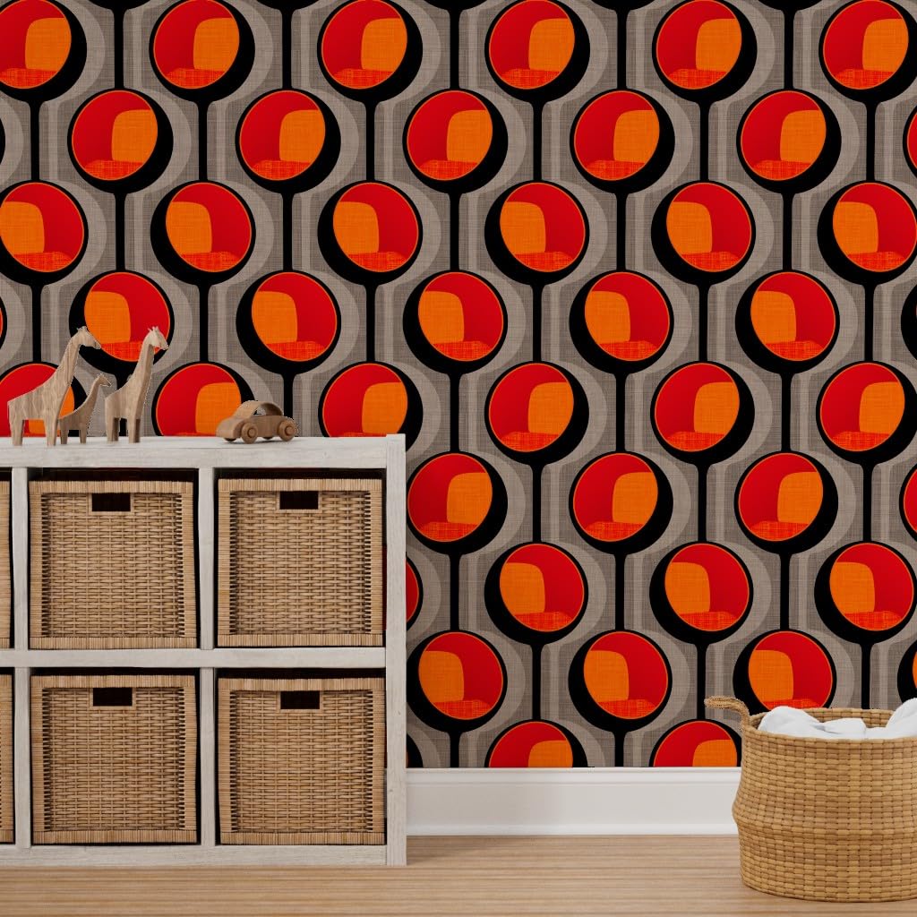 Spoonflower Removable Wallpaper 12ft x 2ft - Pod Retro Modern Table Mid Century Custom Pre-Pasted Wallpaper