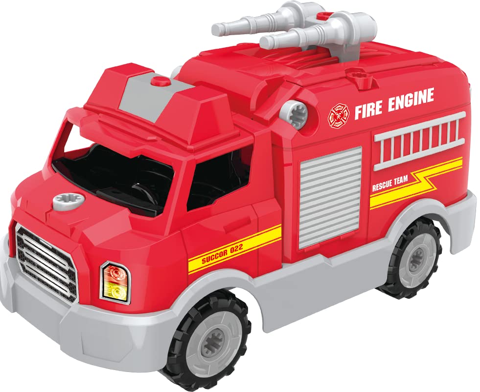 Think Gizmos Take Apart Toy Fire Truck - Includes Working Drill, Realistic Sounds and Lights - Easy DIY Assembly - Great Toy for Boys and Girls Ages 3+