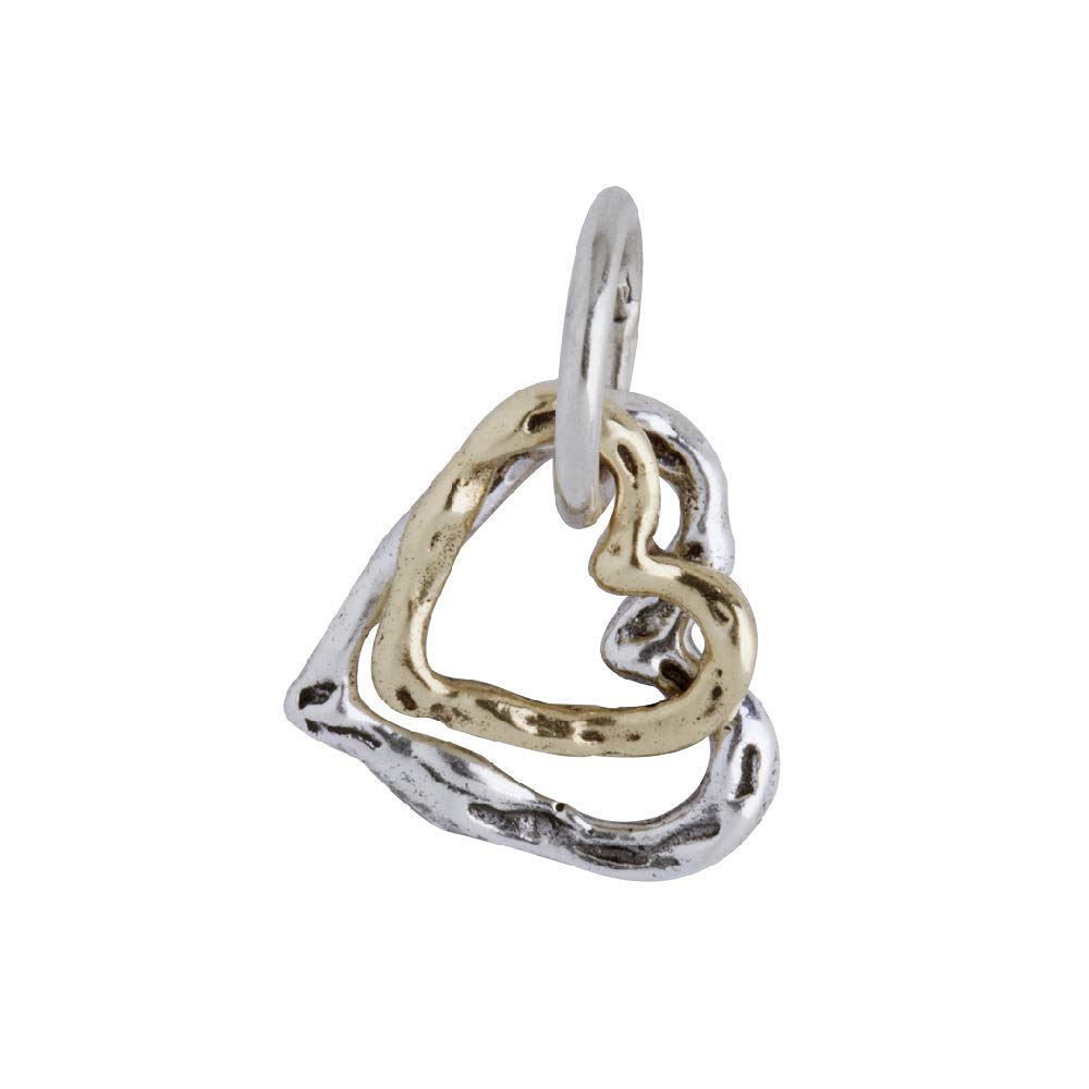 Waxing Poetic Sterling Silver and Brass Waxy Double Heart Charm