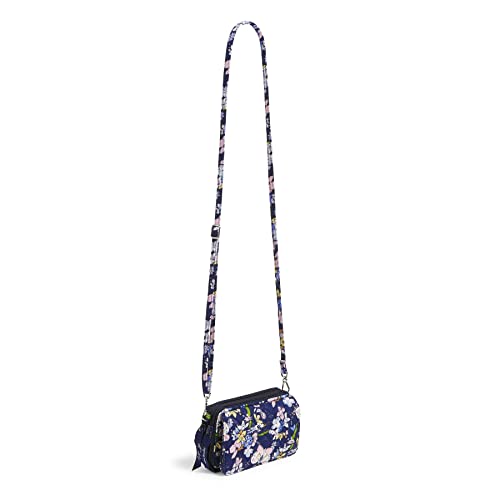 Vera Bradley Women's Cotton All in One Crossbody Purse With RFID Protection, Bloom Boom Navy - Recycled Cotton, One Size