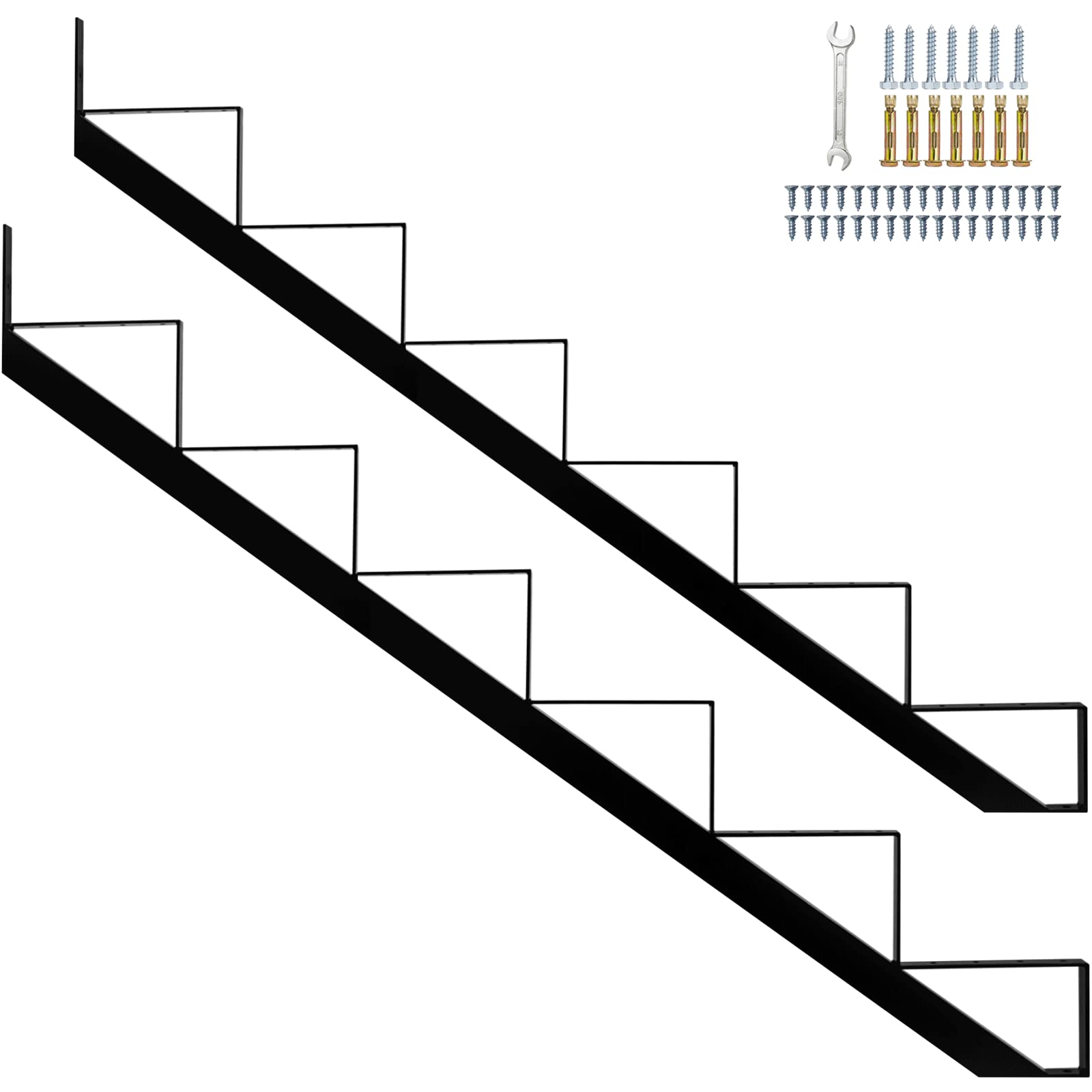 Zwinz Steel Stair Stringer 6 Step, Metal Stair Stringers for Deck Height 49.6 inches, Steel Stair Step Riser for Outside Stairs(2Pack)