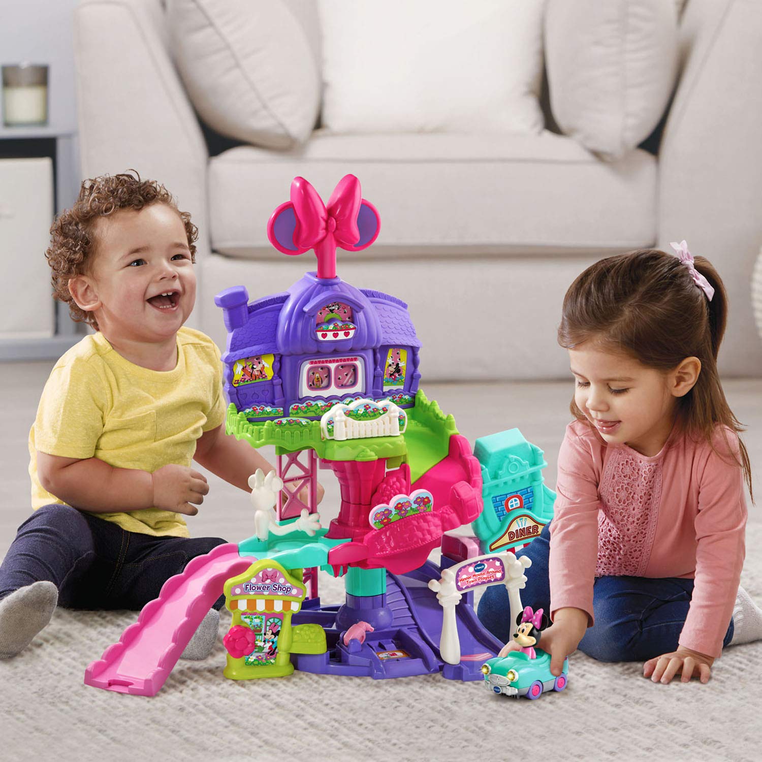 VTech Go! Go! Smart Wheels - Disney Minnie Mouse Around Town Playset,Pink