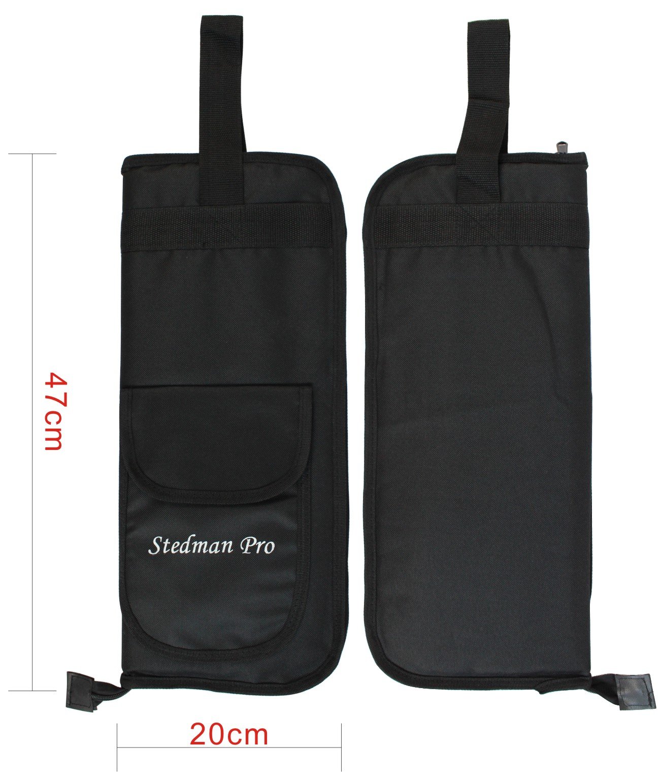 YMC DSB10-BK 10mm Foam Drum Stick Bag Holder Mallet Bag Drumstick Bag with A Drum Key -Black