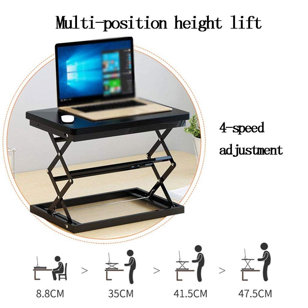 SCKTFS Ergonomic Standing Desk Height Adjustable Laptop and Computer Table - Black Stand Folding Desktop Workstation Converter for Office or Gaming Use