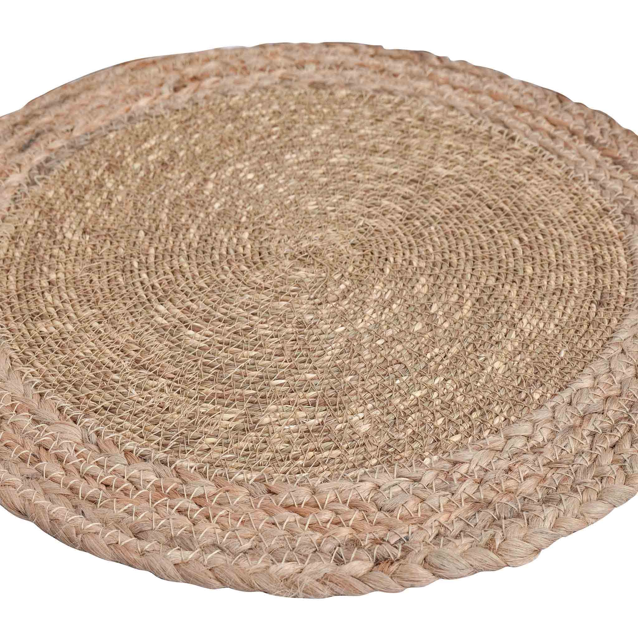 Trunkin' Set of 2, 13.5" Natural Braided Jute Placemat | Table Placemats for Easter Holiday or Spring Season | Table Mats for Party, Wedding
