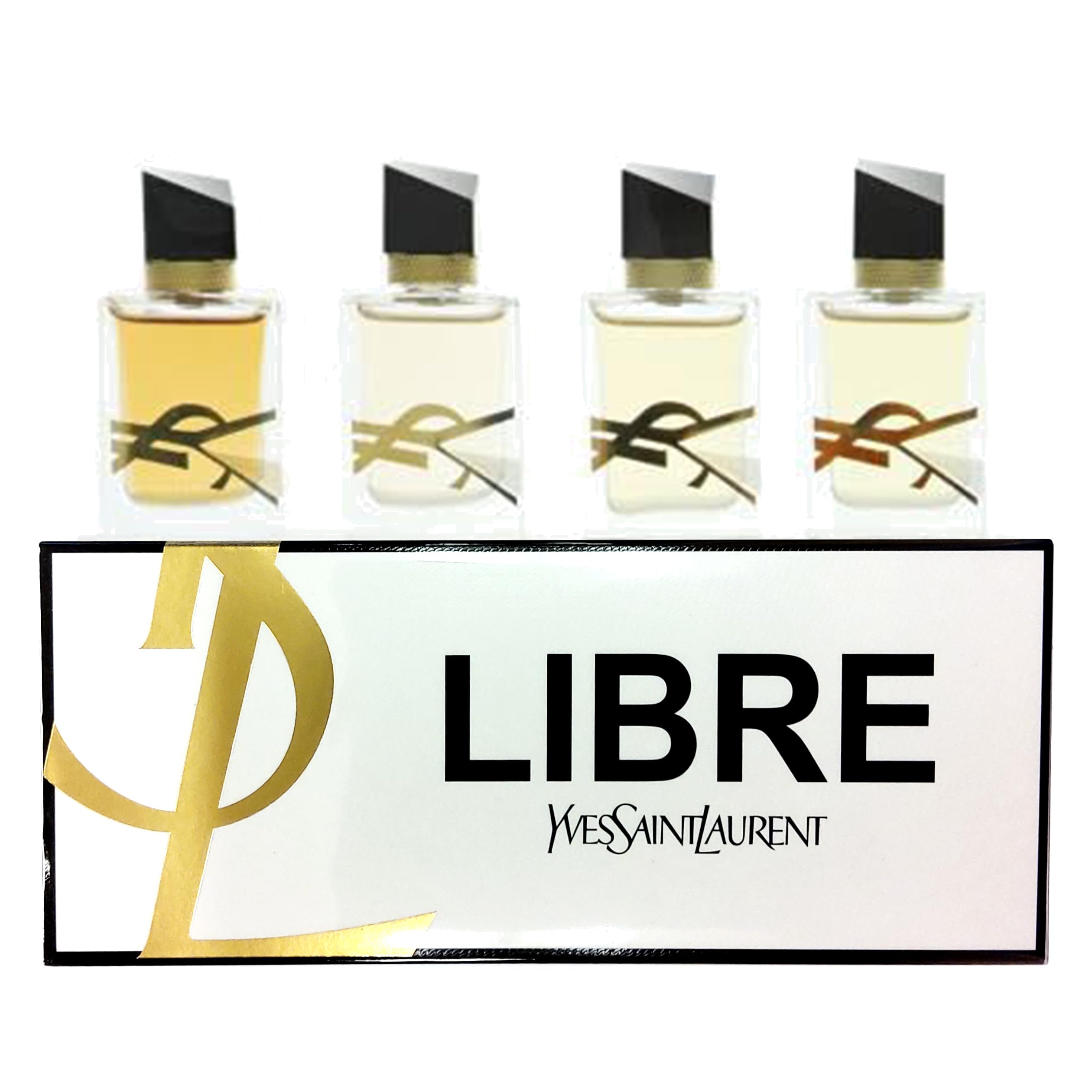 Yves Saint Laurent YSL Perfume Miniatures Travel Set for Women, Eau de Toilette & Eau de Perfume, Opium, Paris, Black Opium, Mon Paris, 7.5ml .25 oz.