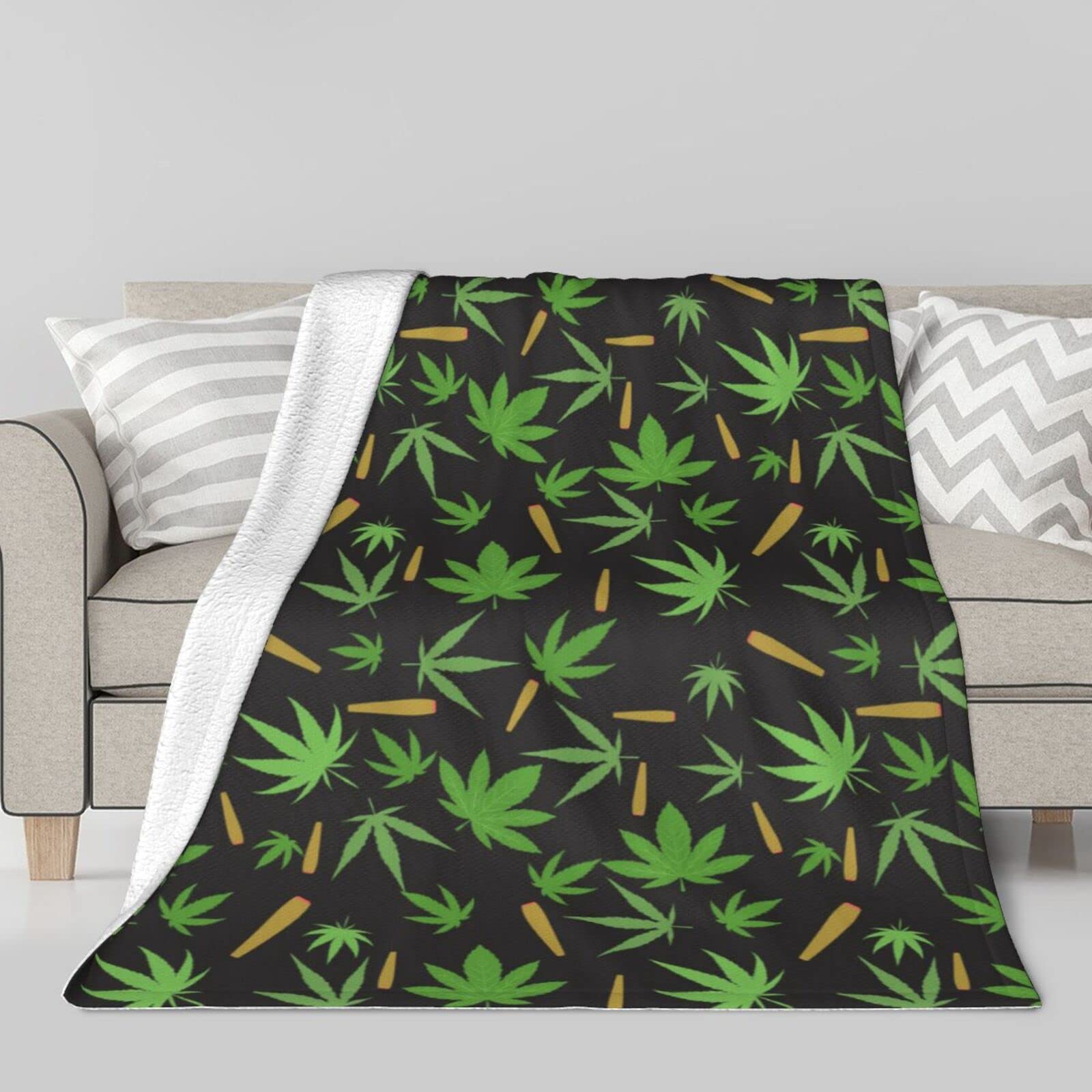 Weed Marijuana Smoker Fleece Throw Blanket Full Size Soft Fuzzy Blanket and Throws 80"X60" for Beding Boho