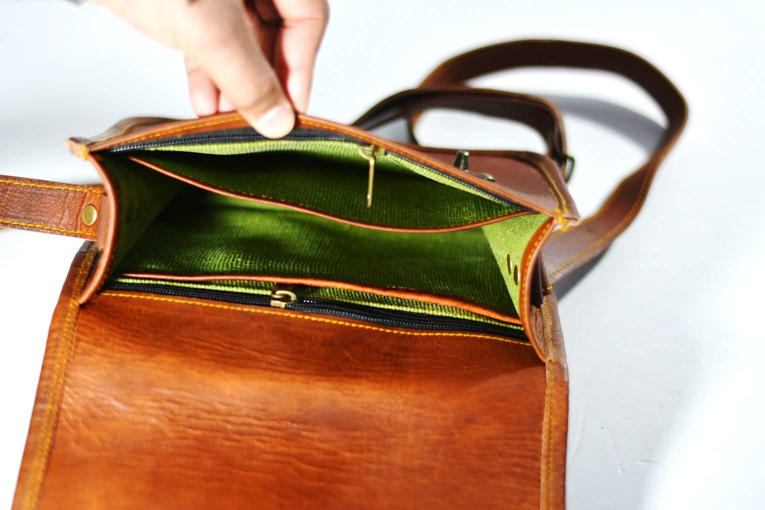 Women Vintage Style Genuine Brown Leather Cross body Shoulder Bag Handmade Purse (9 x 11, Brown)
