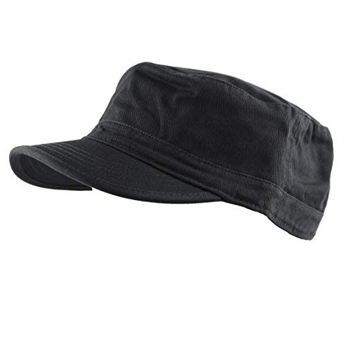 The Hat Depot Cadet Military Army Baseball Cap Tie Dye & Washed Cotton Basic & Distressed Cadet Brushed Cotton Cap (1. Basic - Black)
