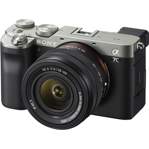 Sony a7C Mirrorless Camera with Sony FE 28-60mm f/4-5.6 Lens(ILCE7CL/B)+Case+128 GIG Memory Cards+Commander Starter Kit(17PC) Bundle (Silver)