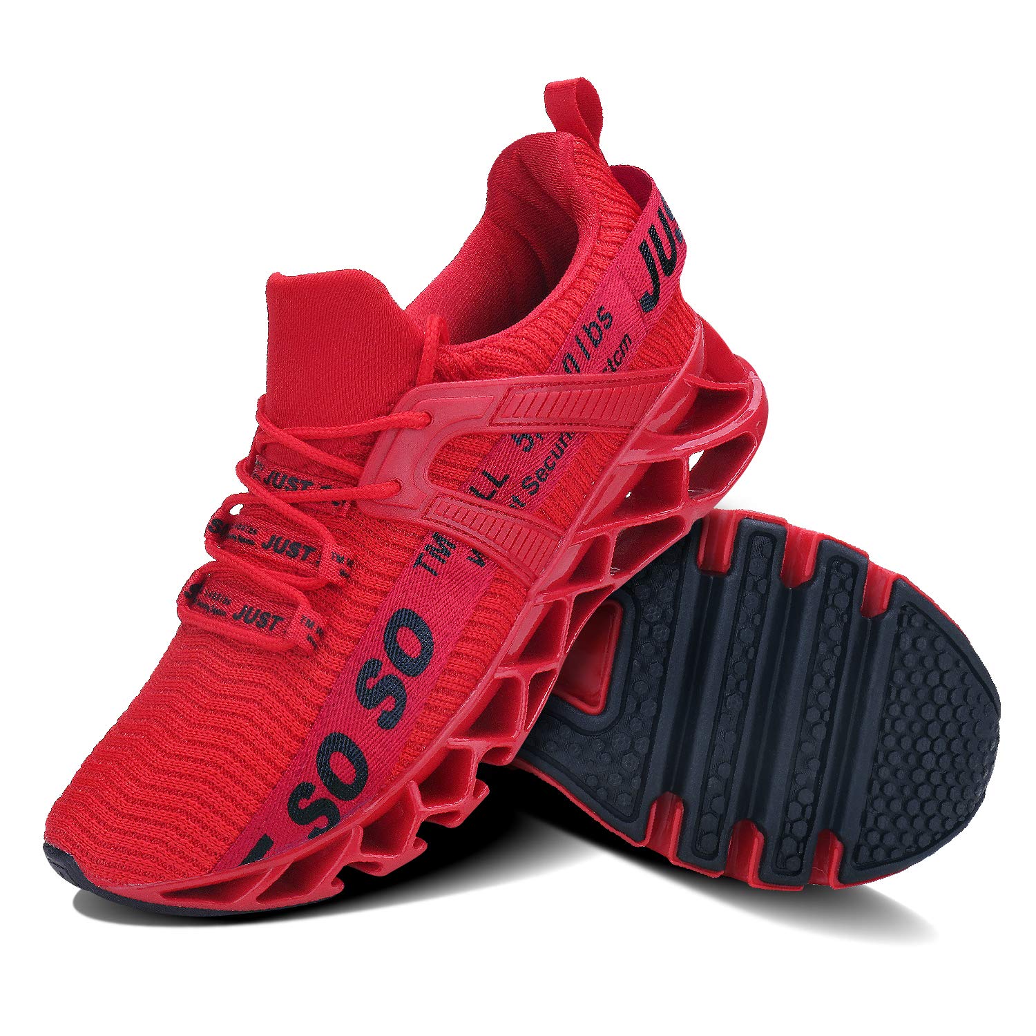 UMYOGO Women's Lightweight Casual Walking Athletic Shoes Breathable Mesh Work Slip-on Sneake Red, Red Black, 8 US