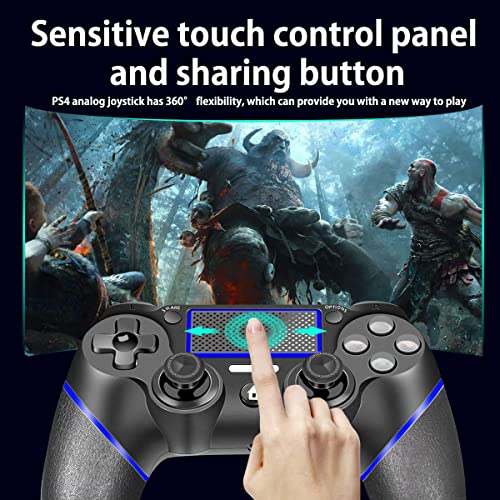Wintek Inone Controller for PS4, Wireless Controller for PS4 / PS4 Slim / PS4 Pro, USB Controller for PC, Gamepad Joystick with Bluetooth Remote Control, Double Vibration, Audio Function(Black & Blue)