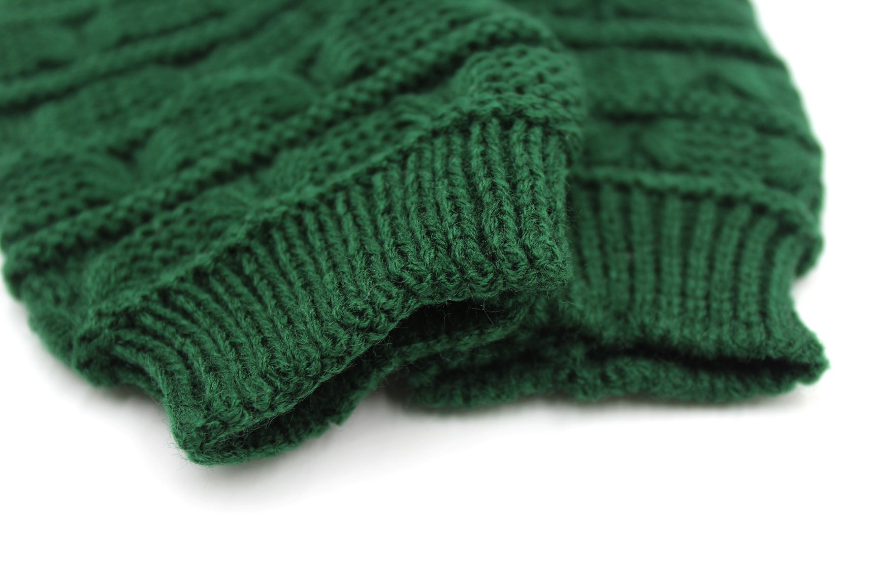 Women Winter Fingerless Gloves Crochet Knit Arm Warmers Mittens with Thumb Hole,Khaki