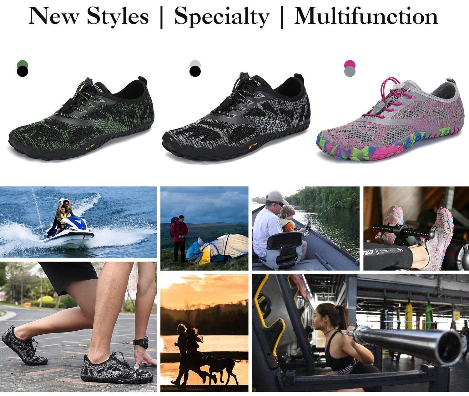 Womens Barefoot Gym Running Walking Trail Beach Hiking Water Shoes Aqua Sports Pool Surf Waterfall Climbing Quick Dry Grey/Pink