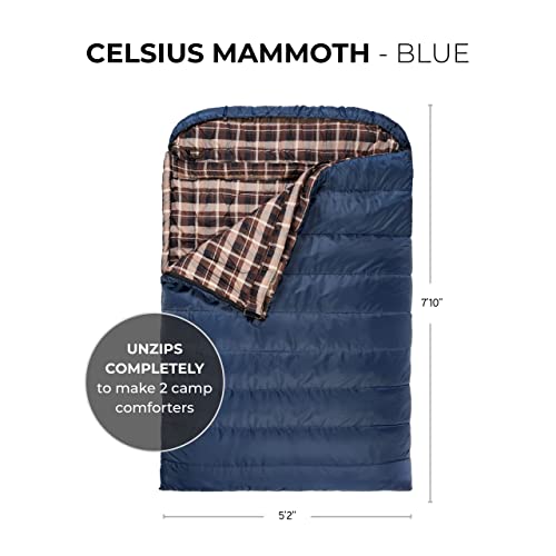 TETON Sports Mammoth Queen Size Sleeping Bag- Double Sleeping Bag β A Warm Bag the whole family can enjoy β Great Sleeping Bag for Camping, Hunting and base camp. Compression Sack Included Blue