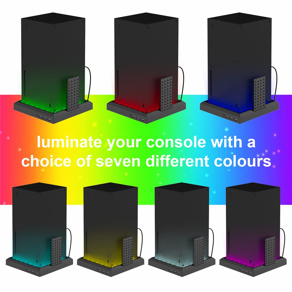 Vertical Stand Multi-Function Charging Cooling Fan Base for Xbox Series X/S RGB Charging Cooling Stand Colorful Light Controller Handle Charger Bracket for Gaming Accessories