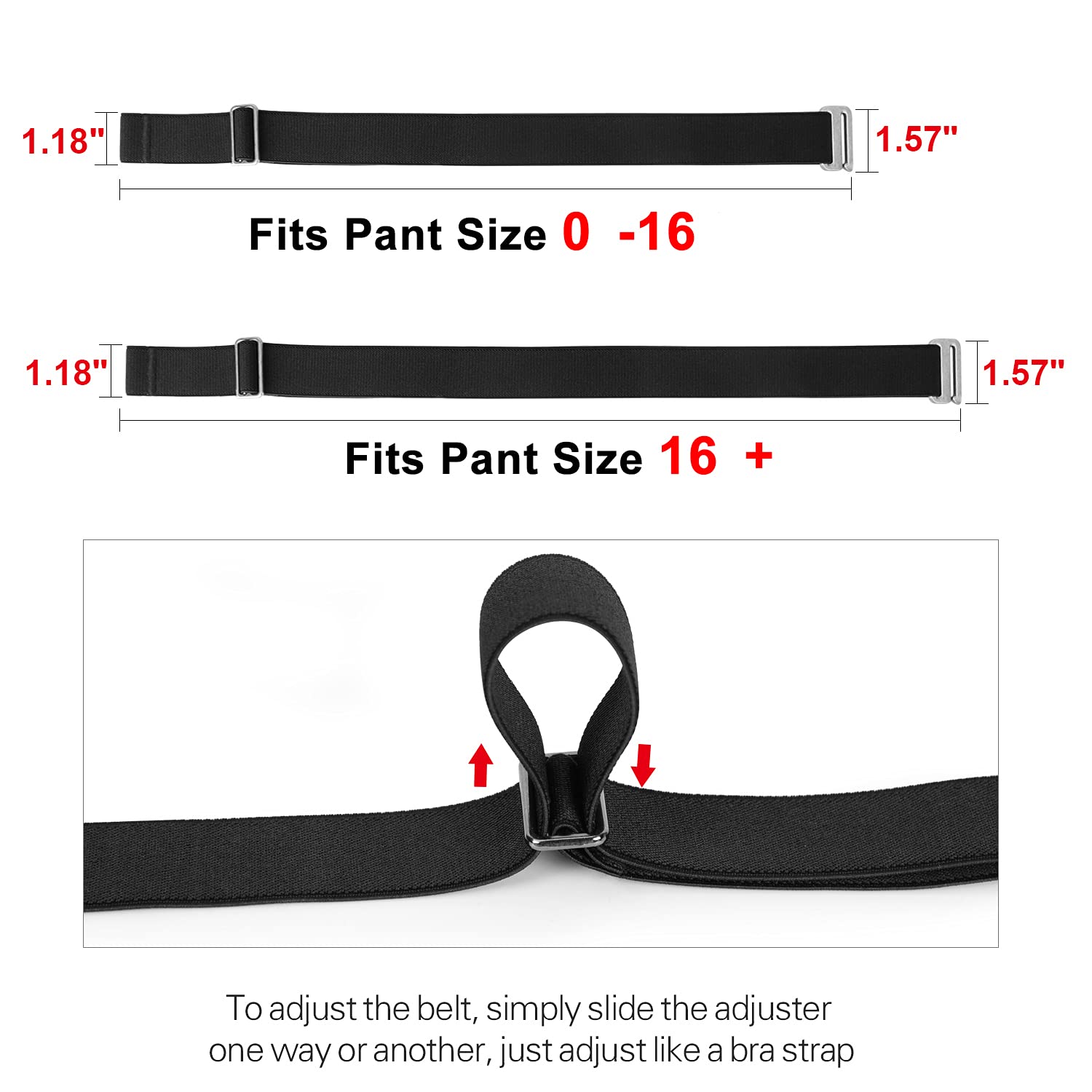 SANSTHS No Show Women Belts Invisible Elastic Stretch Belt with Flat Buckle for Jeans Pants Dresses, Black M