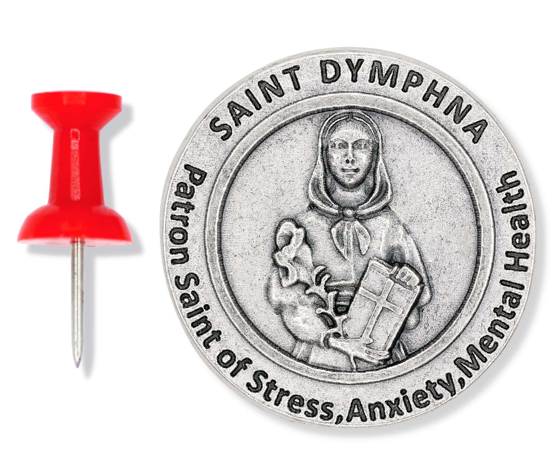 St St. Saint Dymphna Pocket Token Coin 1.2 with Prayer Catholic Patron Stress Anxiety Mental Health by Gifts Catholic, Inc.