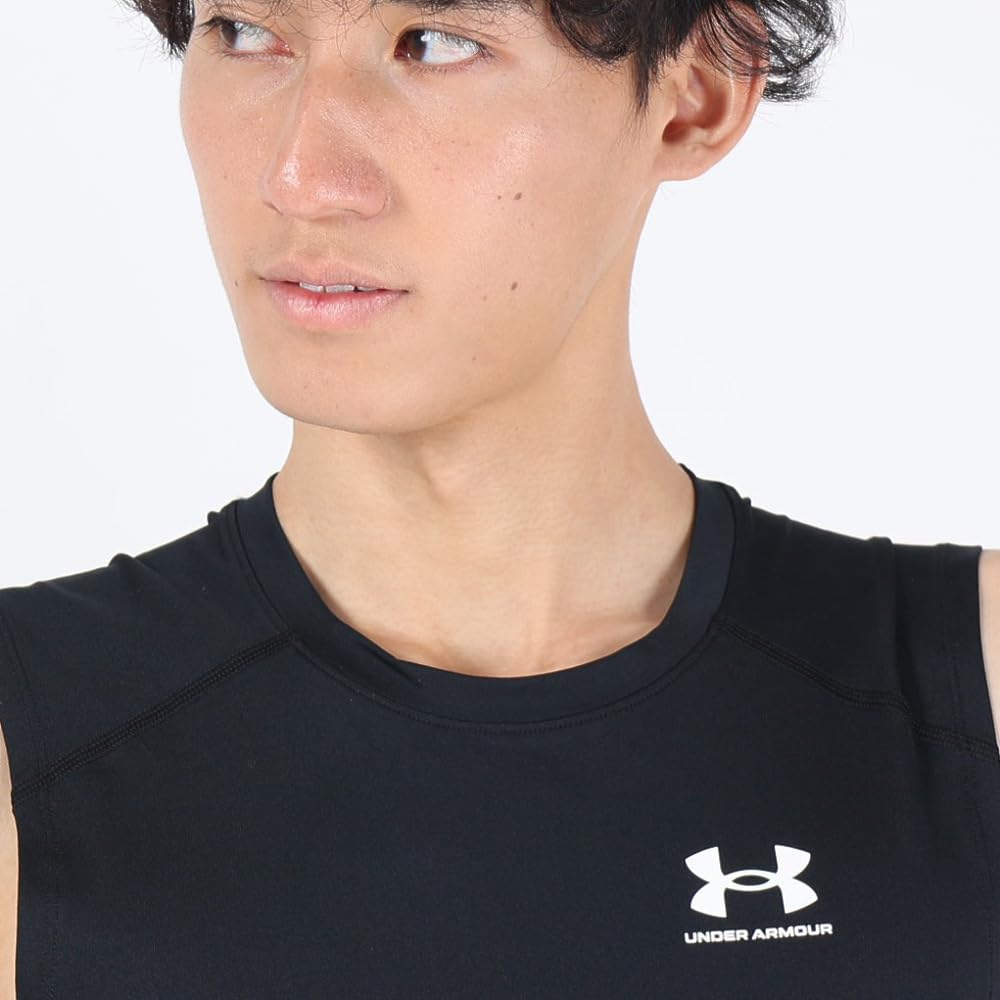 Under Armour Men's Armour HeatGear Compression Sleeveless T-Shirt , Black (001)/White, Medium