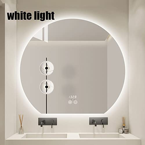 TOCTUS Bathroom LED Mirror, Wall Mount Mirror with Lights, 19inch/50cm, Backlit, LED Illuminated, Dimmable, Semicircle, Wall Decoration, Frameless, Energy Efficient (Size : 80cm/31in)