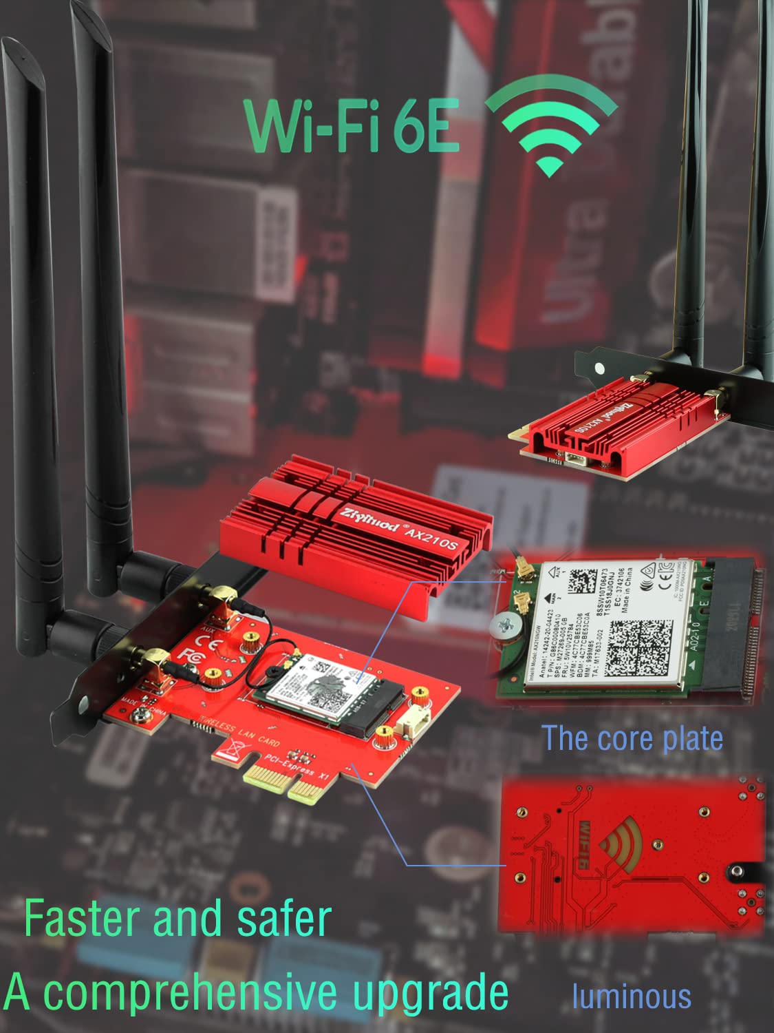 ZYT 3000Mbps PCIe WiFi Card with Bluetooth5.1 for Desktop PC | Intel WiFi 6 AX200 | 5G 2.4G WiFi Bluetooth Card with 160MHz,OFDMA,MU-MIMO | Support Windows 10/11