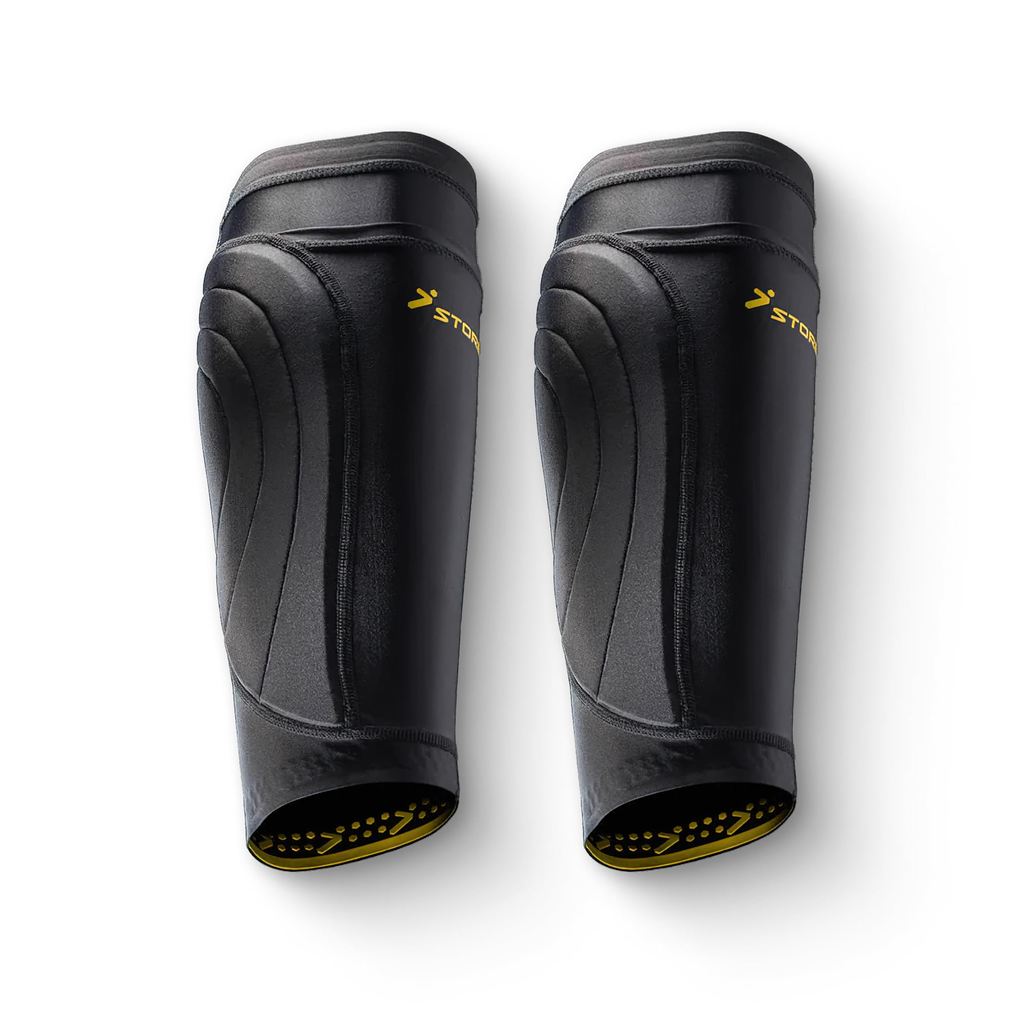 Storelli BodyShield Leg Sleeves, Compression Soccer Shin Guard Holders, Breathable, Sweat-Wicking, Impact Protection, Black, 1 Pair