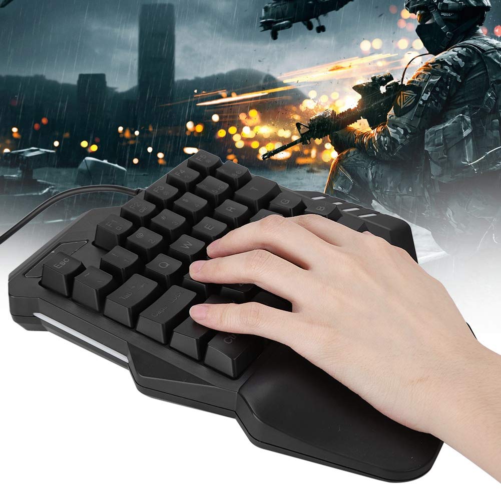 Wendry One-Handed RGB Gaming Keyboard, Professional Ergonomic Rainbow Mechanical Feel Gaming Keypad for PC/MAC/PS4/XBOX ONE Gamer