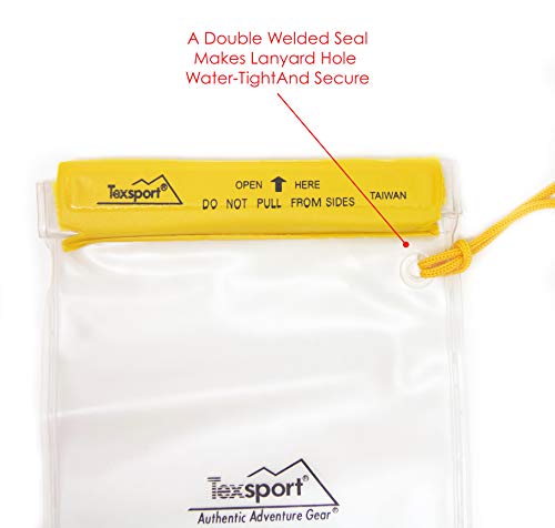 Texsport Waterproof Plastic Pouch Utility Bags - 3 Piece Set Multi Color, 7"x 5", 10" x 7", 13" x 10-1/2"