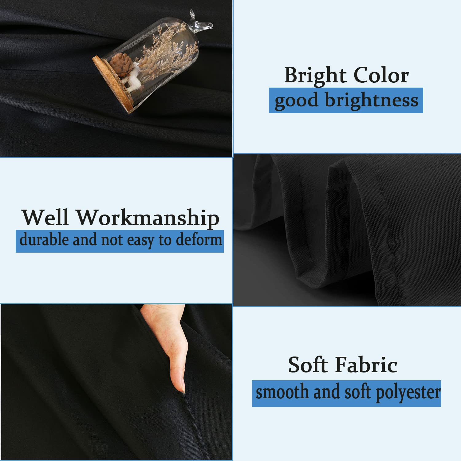TRLYC Polyester Tablecloth - 90x132 Black Tablecloth 100% Polyester 6FT Wedding Table Linen
