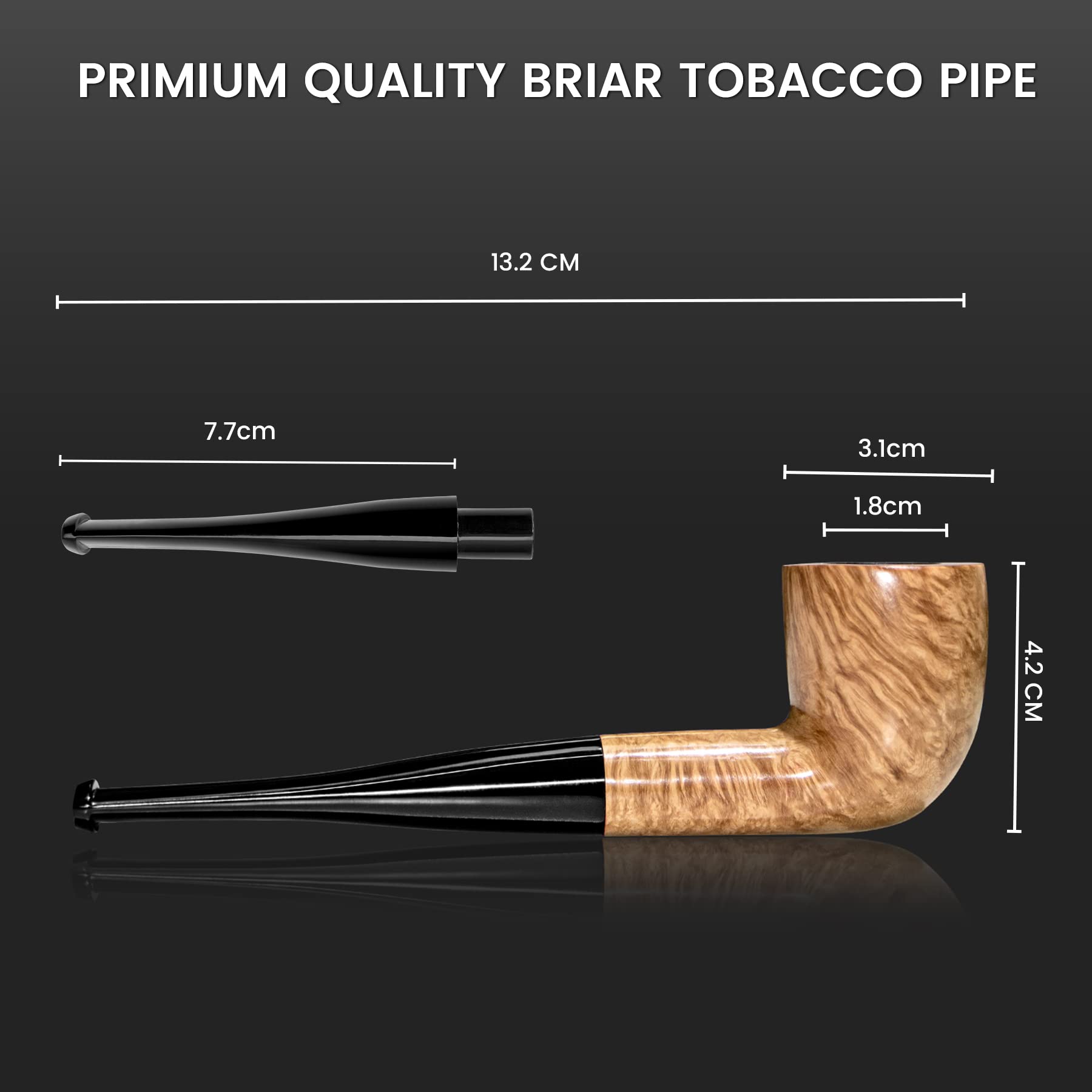 SPIPER smooth Briar Zulu Tobacco Straight pipe, 100% Quality Handmade pipe with smooth Acrylic Stem, Beginner Pipe,Great Gift for Father,friends (Light Brown)