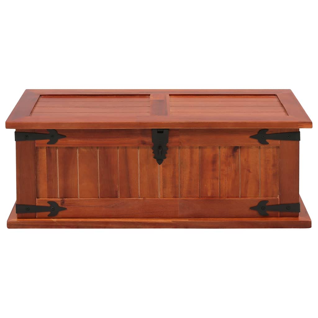 Storage Chest with 2 Side Handles and Latch, Toy Box Organizer for Bedroom and Living Room, Coffee Table, Couch Table, Solid Acacia Wood