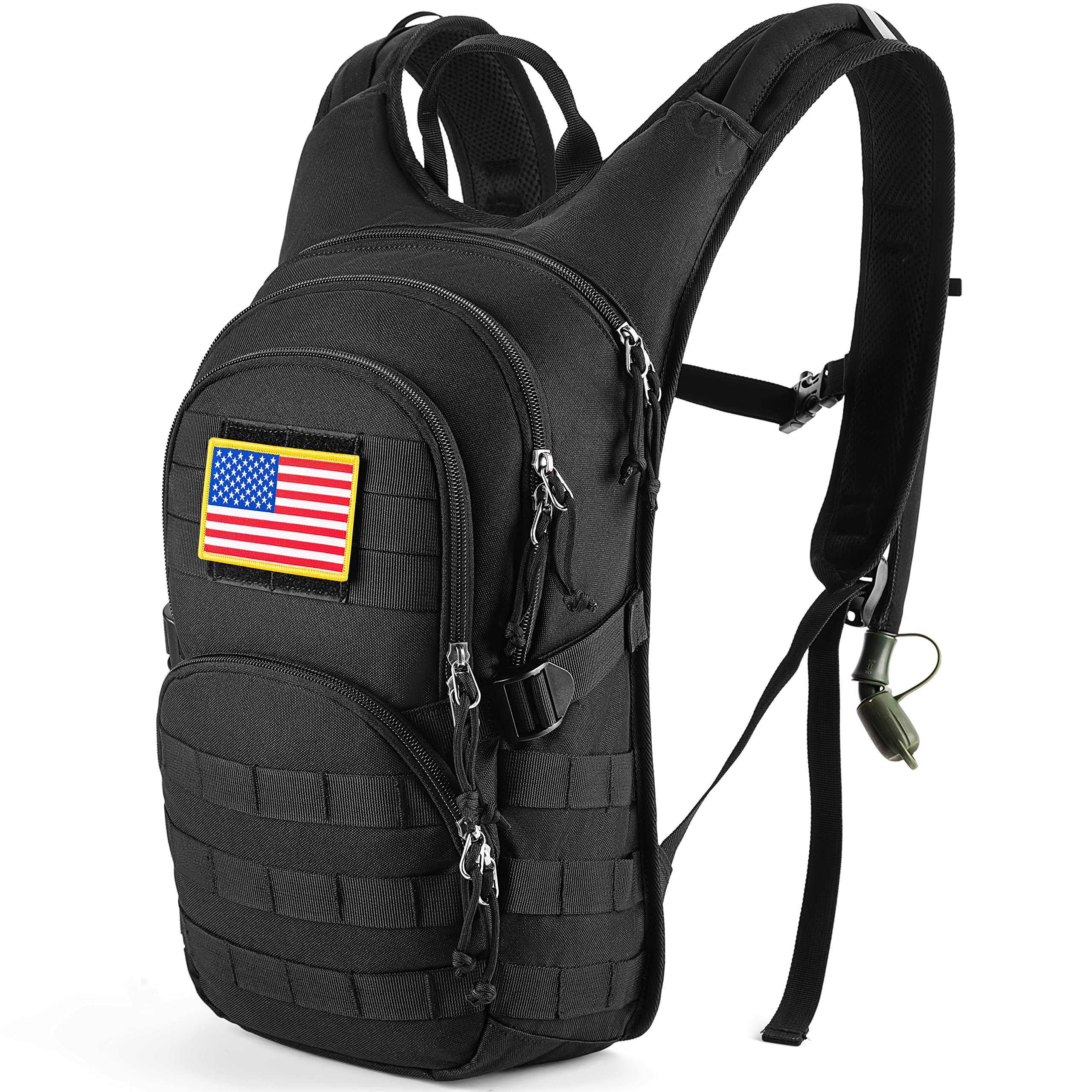 SHARKMOUTH Hydration Pack, Tactical Molle Hydration Pack Backpack 900D with 2L Hydration Water Bladder, Military Daypack for Running, Hiking, Cycling, Climbing, Hunting &Working Out