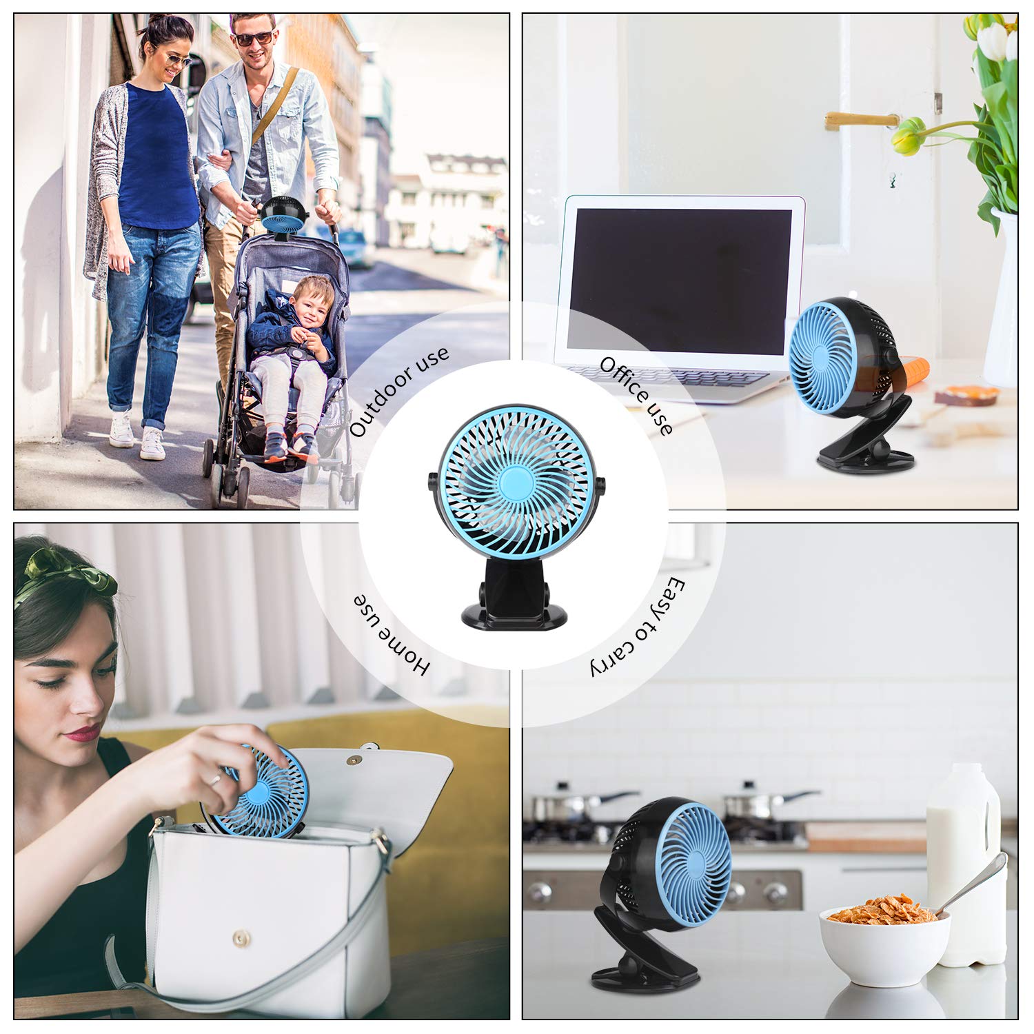 ZWANG 6 Inch Table Fans,USB Desk Fan , 360° Rotate USB Fan,Rechargeable Mini Clip Fan,USB Powered Stroller Fan, Personal Quiet Electric Fan for Home Office Camping