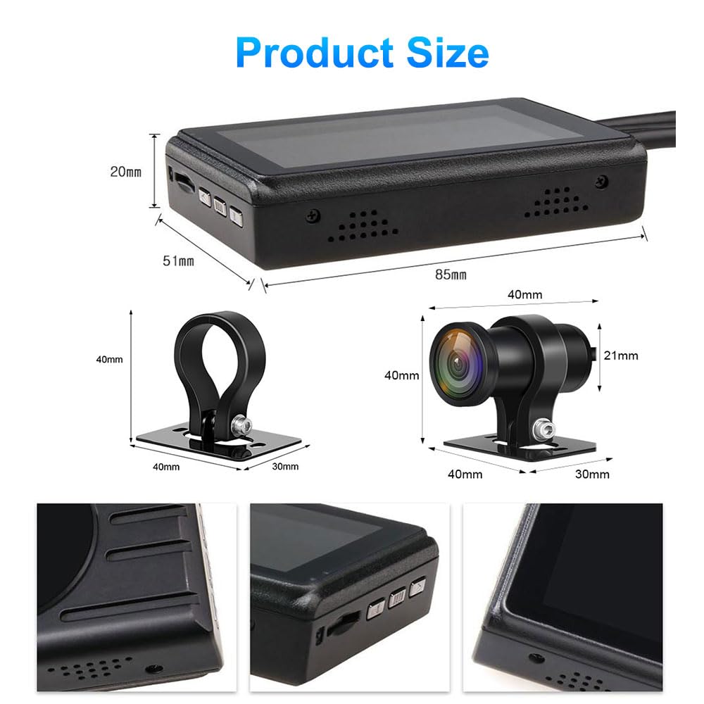 VSYSTO Fish Eye Camera WiFi Motorcycle Dash Cam, 150° Wide Angle SONYIMX307 Lens, 3" IPS Screen WDR HD 1080P Front & Rear Sports Action Camera DVR with GPS, Waterproof Case, G-Sensor Loop Recording