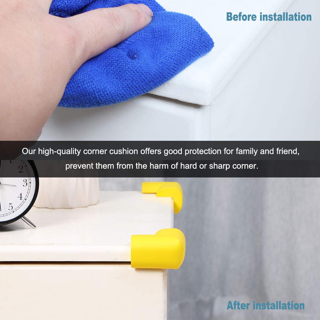 uxcell 4 Pack Foam Furniture Tables Desk Edge Cover Pad Protector Corner Cushions Bumper Guard Yellow