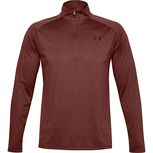 Under Armour Men's Tech 1/2 Zip Long-Sleeve T-Shirt , Cinna Red (688)/Black , Medium